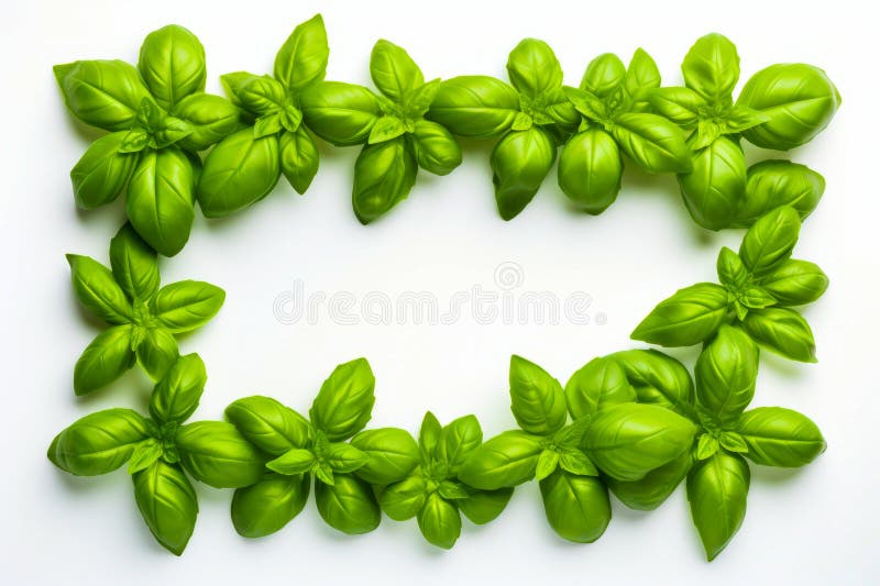Group of Green Leaves Arranged in Rectangle Shape on White Background ...