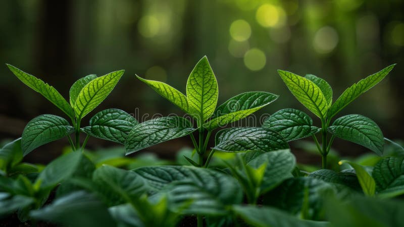 A Group of Green Leaves are Growing in the Forest, AI Stock ...