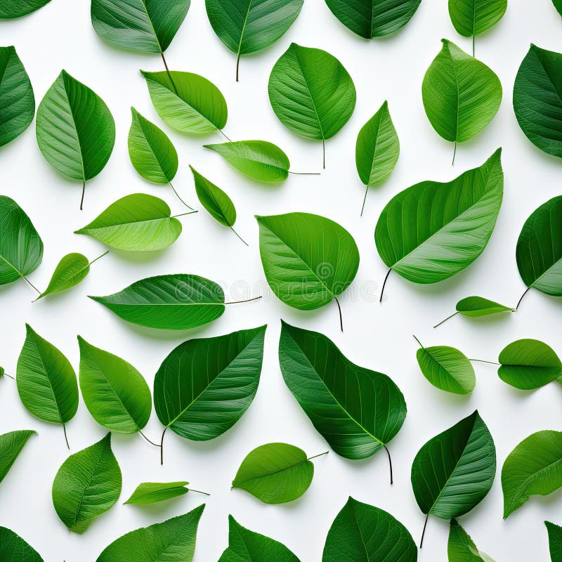 Group of Green Leaves on a White Background Stock Illustration ...