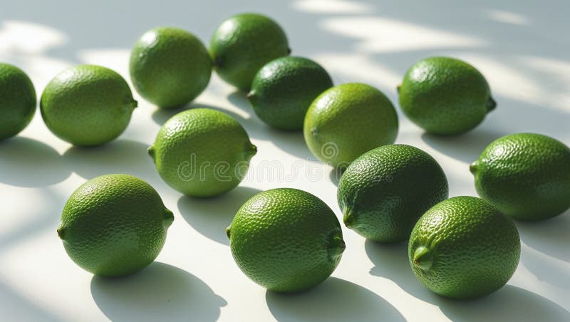 Group of Green Lemons Isolated on a White Background Created with ...
