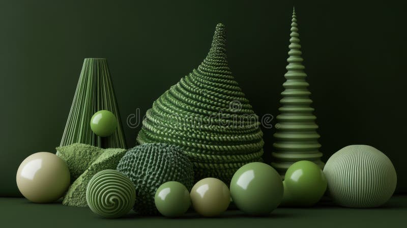A Group of Green Objects Arranged in a Circle on Top of Each Other, AI ...