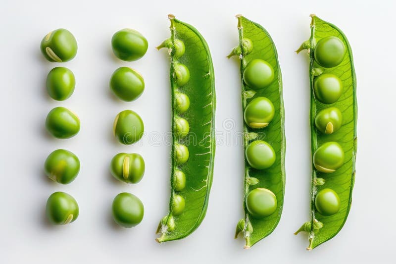 A Group of Green Peas Arranged on a White Surface Stock Image - Image ...
