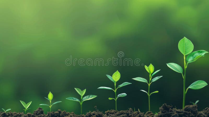 Group of Green Plants Sprouting from the Ground Stock Image - Image of ...