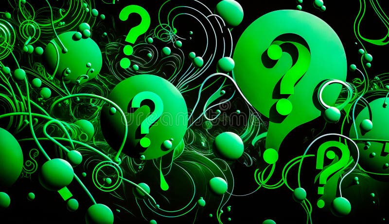 Group of Green Question Marks on Black Background. Generative AI Stock ...
