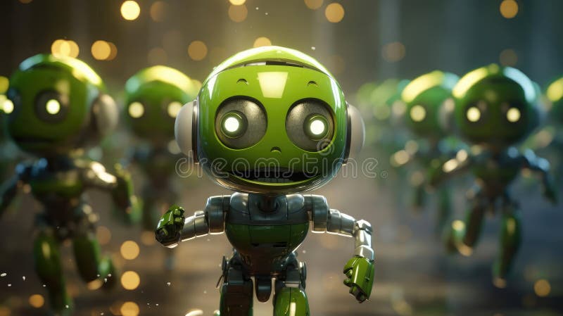 A Group of Green Robots. Ecology Stock Illustration - Illustration of engineering, nature: 293541522