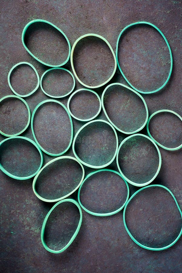 Group of Green Rubber Bands Stock Image - Image of vintage, material ...