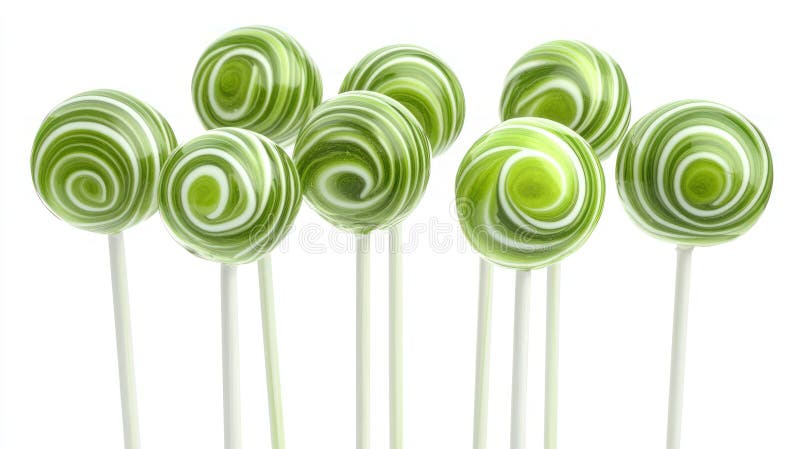Group of Green and White Swirl Lollipops on Sticks Stock Illustration ...