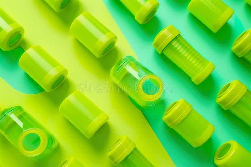 A Group of Green and Yellow Plastic Objects. AI Generative Image Stock ...