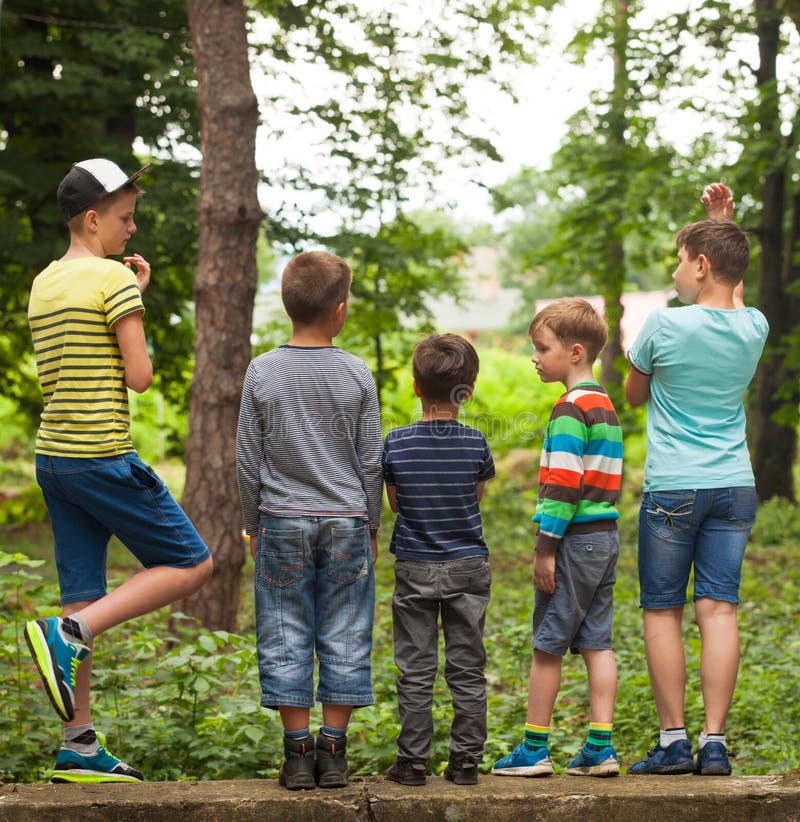 Group of Guys in a Row Back View Stock Image - Image of cute, casual ...
