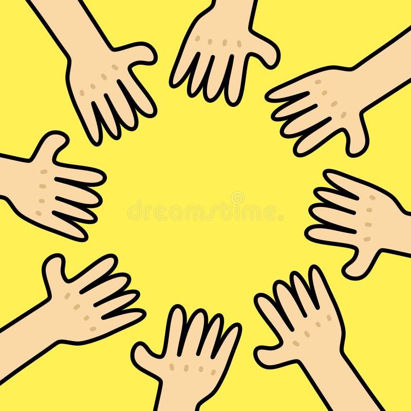 Group of Hand Cartoon on Yellow Background Stock Illustration ...