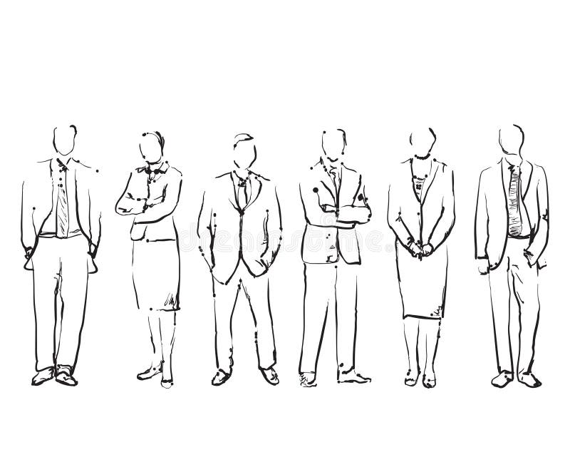 Group of Hand Drawn Business People Stock Vector - Illustration of ...