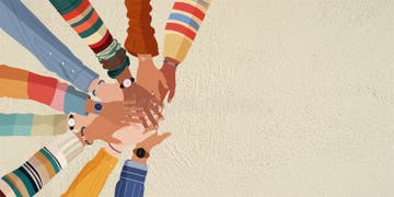 Group of Hands in a Circle of Multicultural Diverse People.People of ...