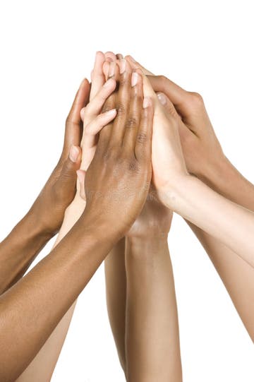 Group of Hands Coming Together. Isolated on White. Stock Image - Image ...