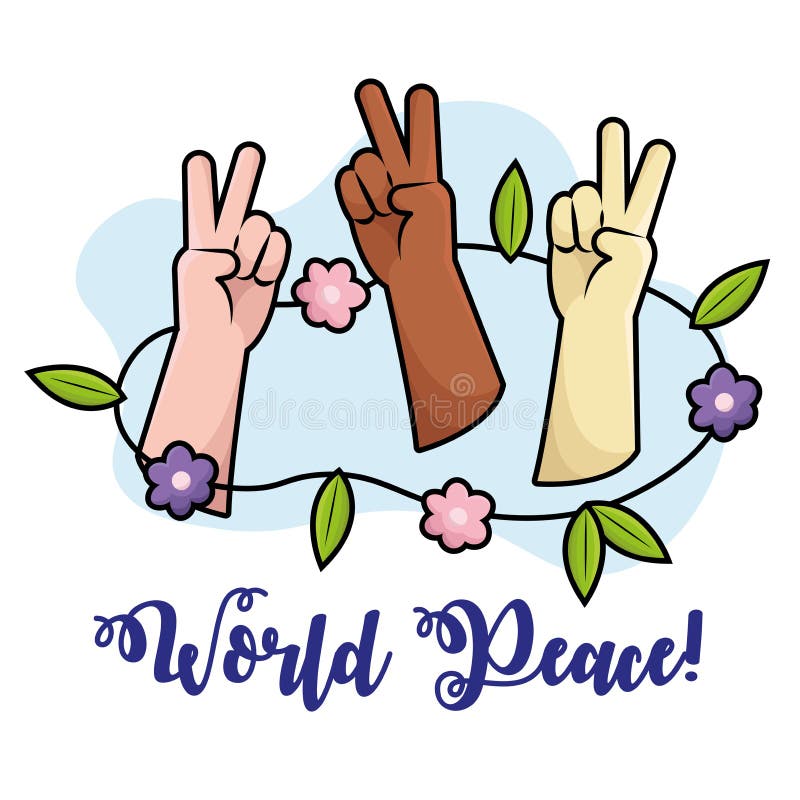 Group of Hands of Different Ethnical People World Peace Vector Stock ...