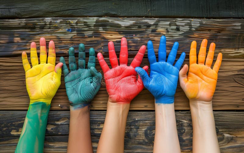Hands Covered in Colorful Paint, Symbolizing Creativity,DEI,Diversity ...