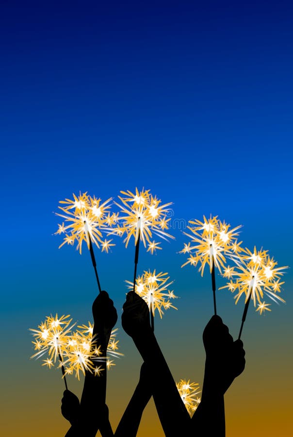 A Group of Hands Holding Fireworks Stock Illustration - Illustration of ...