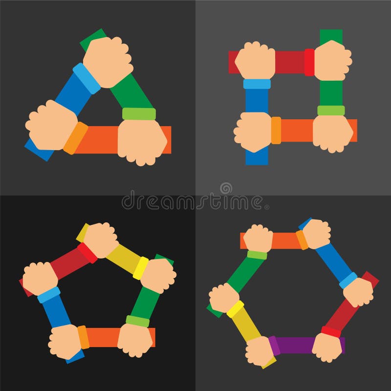Teamwork Concept with Group of Hands Stock Vector - Illustration of ...