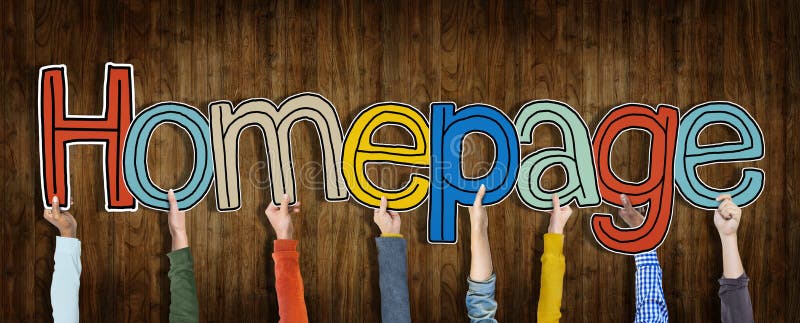 Group of Hands Holding Word Homepage Stock Illustration - Illustration ...