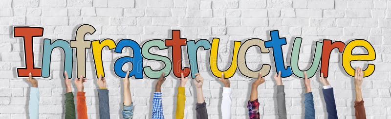 Group of Hands Holding Word Infrastructure Stock Photo - Image of ideas ...