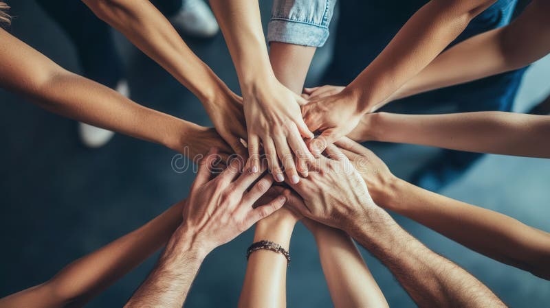 Group Hands Join Together, Represents Unity and Collaboration Concept Themes Stock Illustration ...