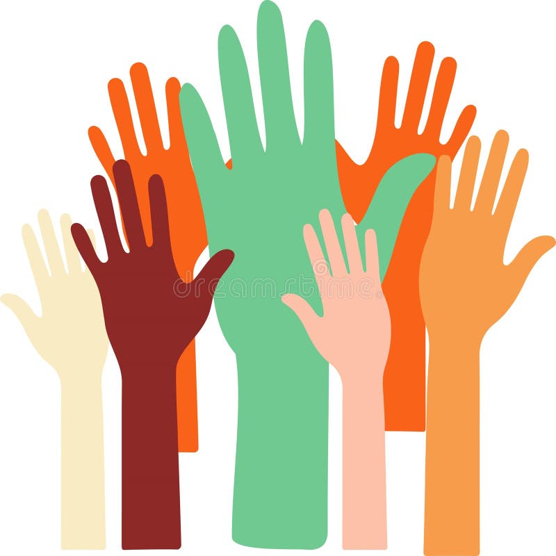 A Group of Hands are Raised in a Circle, with Some Hands Being Green ...