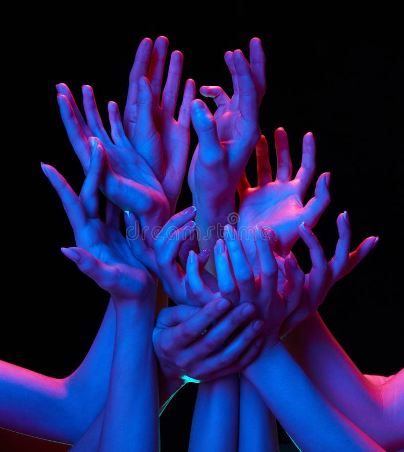Group of Hands Reaching Upwards Showing Uplifting and Supportive in ...
