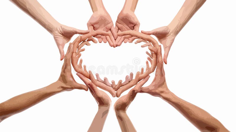 A Group of Hands Shaping a Heart Form Together, Symbolizing Love and Unity. Stock Vector ...