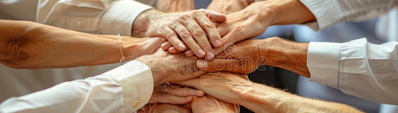 Group of Hands Stacked Together in a Gesture of Unity Stock ...