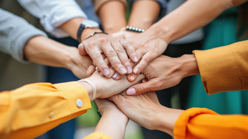 Unity and Teamwork - Hands Together Stock Illustration - Illustration ...