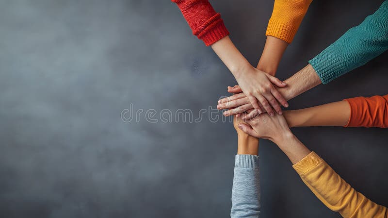 Group of Hands Stacked Togethe, Symbolizing Unity, Support, and ...