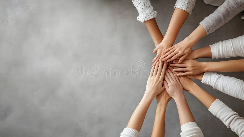 Group of Hands Stacked Together, Symbolizing Unity, Support and ...