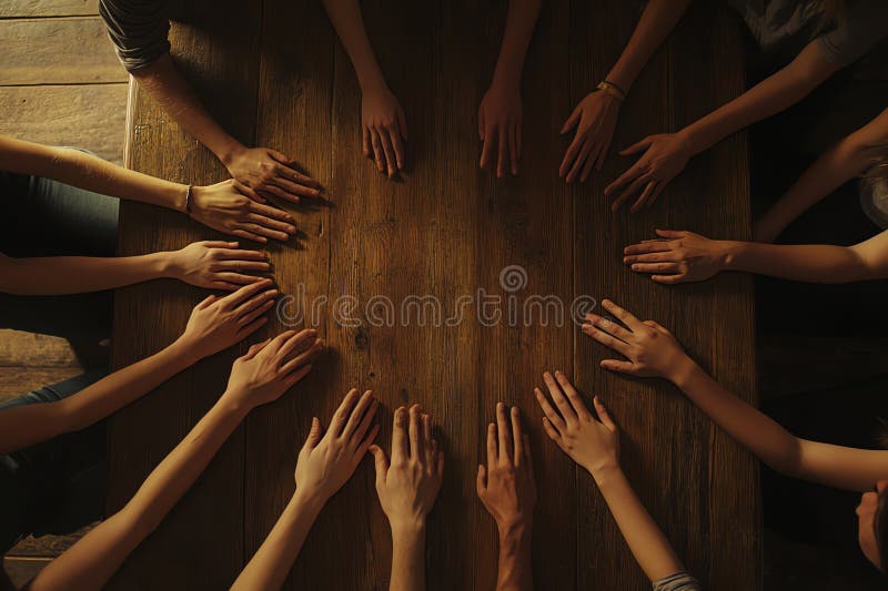 Group of Hands on a Table, Symbolizing Unity and Collaboration Stock ...