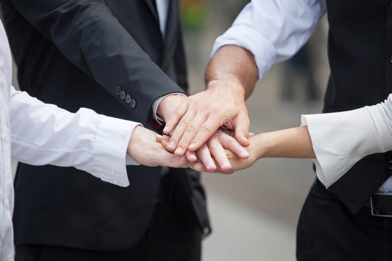 Group of Hands Together of Young Business People. Stack of Coordination ...