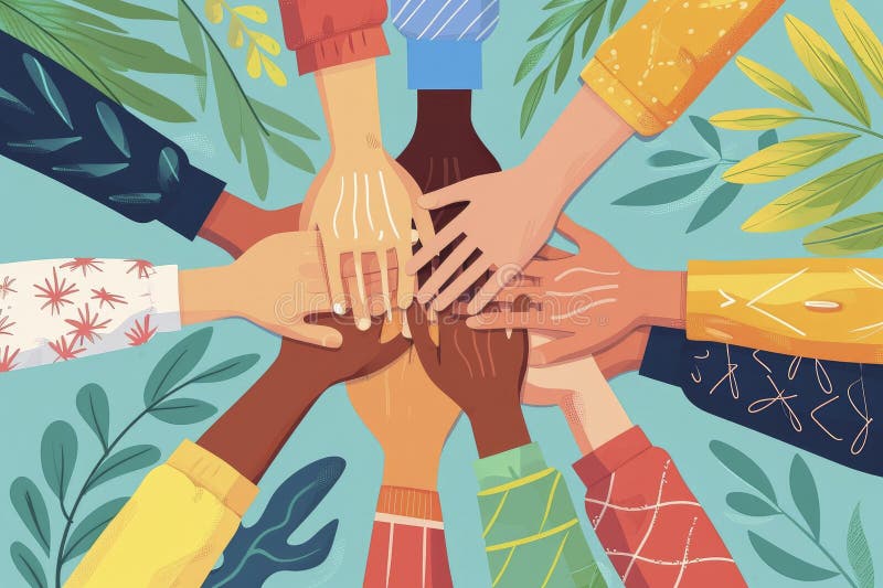 Group Hands on Top of Each Other of Diverse Multi-ethnic and Multicultural People.Diversity ...