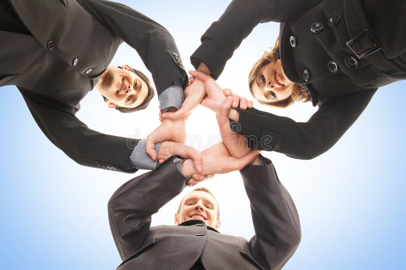 A Group Handshake between Three Business Persons Stock Image - Image of ...