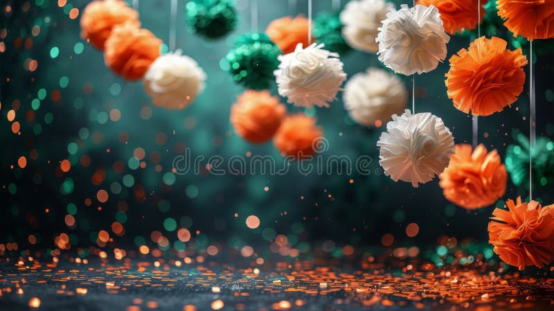 Group of Hanging Orange and White Flowers Stock Photo - Image of ...