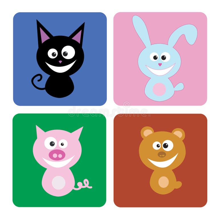 Happy Animal Characters Group Stock Illustrations – 3,483 Happy Animal ...