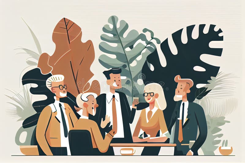 Group of Happy Business People. Project Discussion. Cartoon Style Stock ... Group of Happy Business People. Project Discussion. Cartoon Style Stock ...