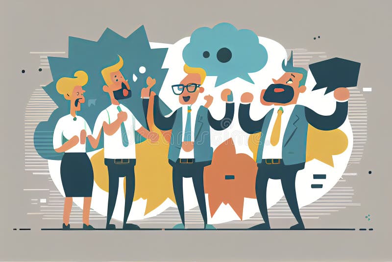 Group of Happy Business People. Project Discussion. Cartoon Style Stock ... Group of Happy Business People. Project Discussion. Cartoon Style Stock ...