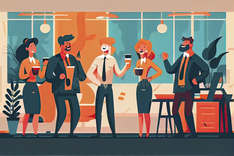 Group of Happy Business People. Project Discussion. Cartoon Style Stock ... Group of Happy Business People. Project Discussion. Cartoon Style Stock ...