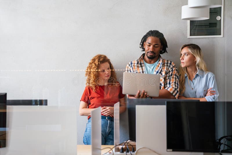 Group of Happy Business People Working Together on Project in Office ... Group of Happy Business People Working Together on Project in Office ...