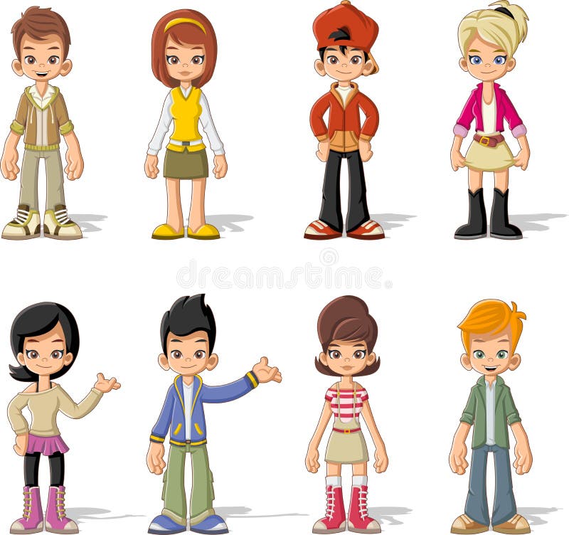 Group of Happy Cartoon Children Stock Vector - Illustration of funny ...