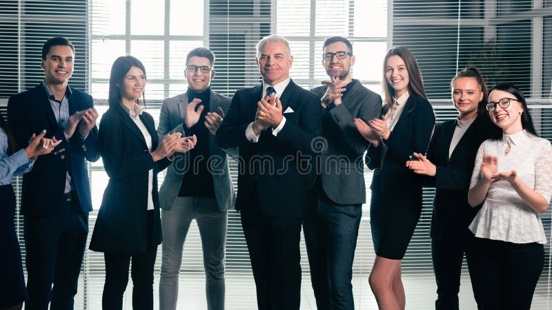 Group of Happy Employees Applauding Their Success Stock Photo - Image ...