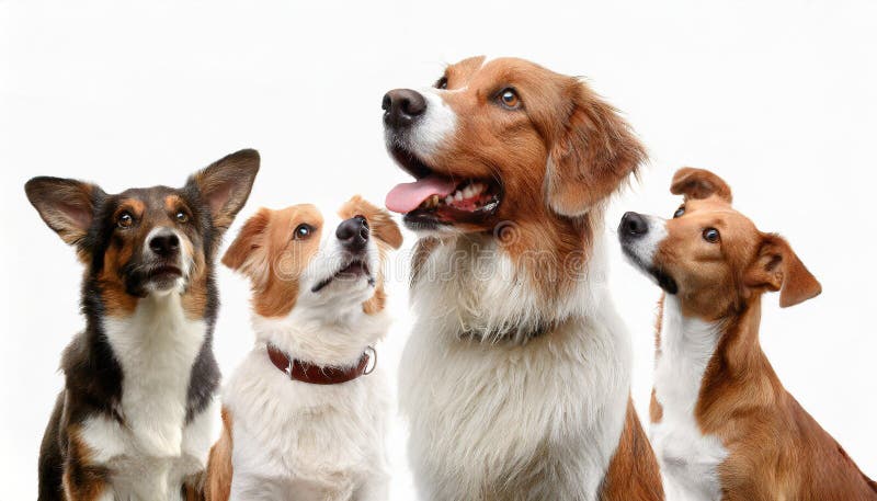 Group of happy dogs stock illustration. Illustration of copy - 313668036