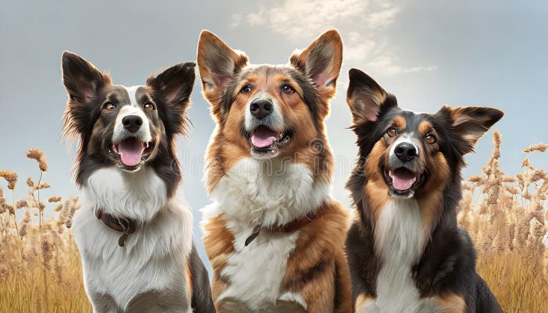 Group of happy dogs stock illustration. Illustration of cute - 313668059