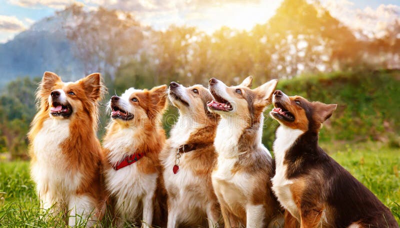Group of happy dogs stock illustration. Illustration of beagle - 313668098