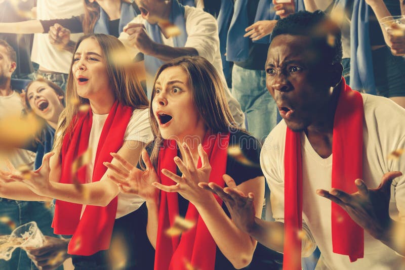Group of Happy Fans are Cheering for Their Team Victory. Stock Photo ...