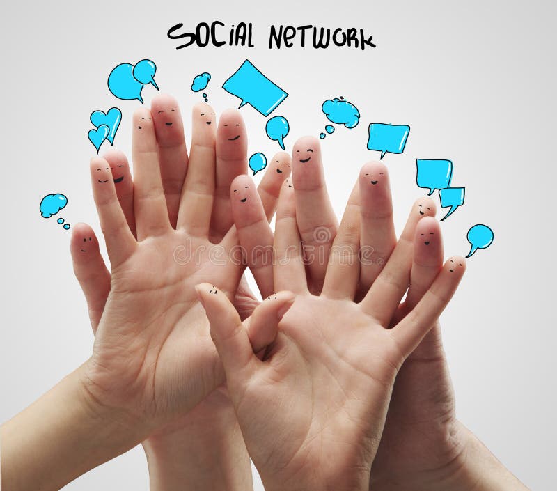 Group of Happy Finger Smileys with Social Chat Sig Stock Photo - Image ...