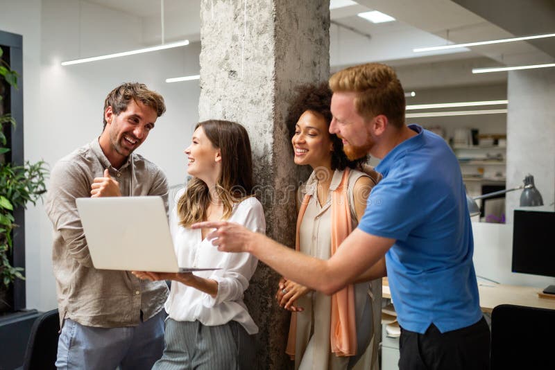 Group of Happy Friendly Multiethnic Business People Having Fun, Working ...