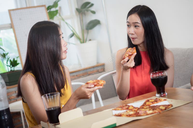 Group of Happy Friends Eating Dinner Together Stock Photo - Image of ...